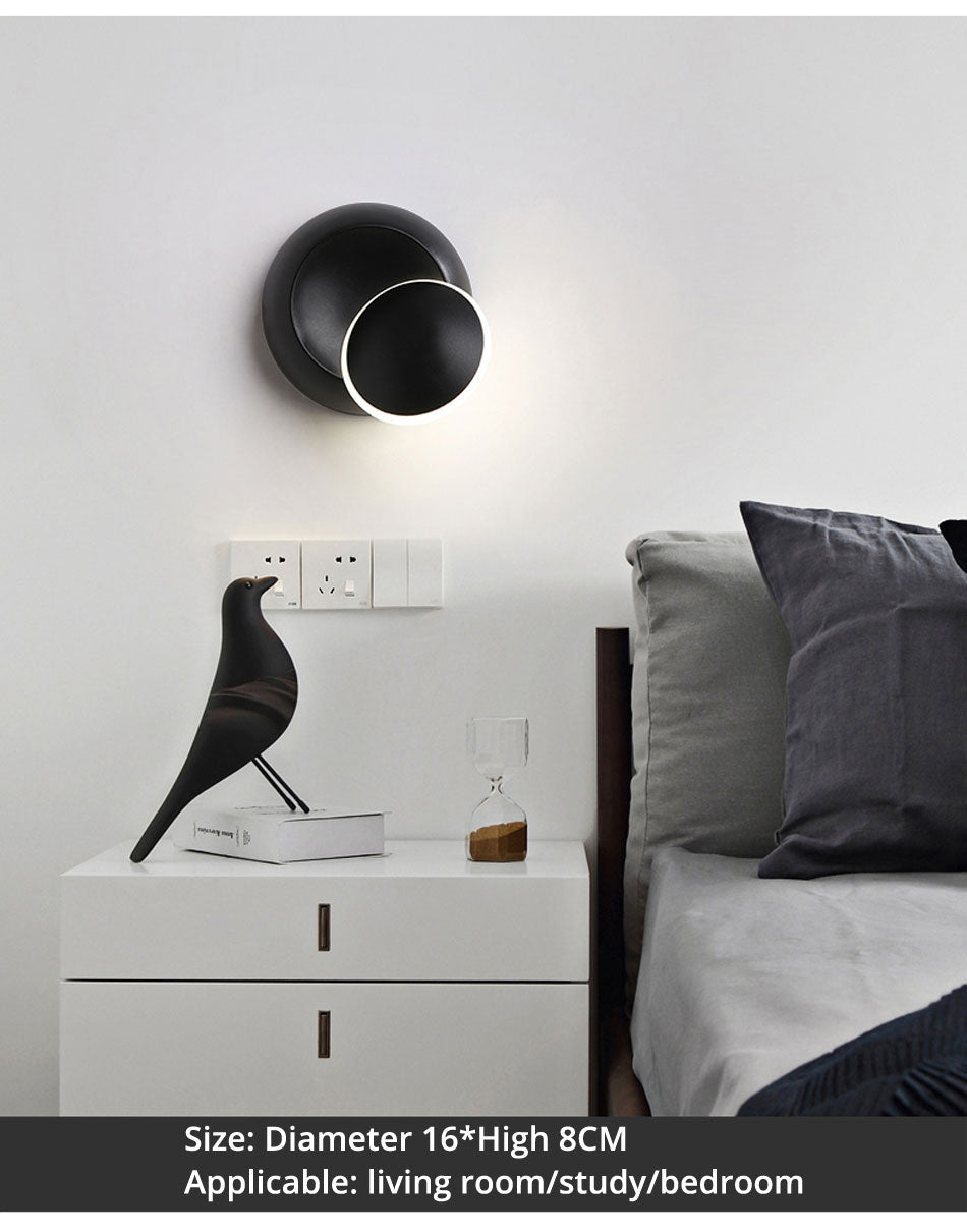LED Wall Lamp 360 degree rotation adjustable bedside light White and ...