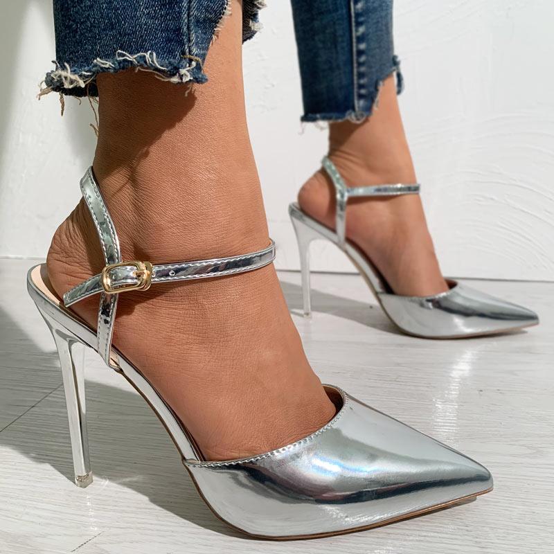 Solid One Strap Patent Leather High Heels