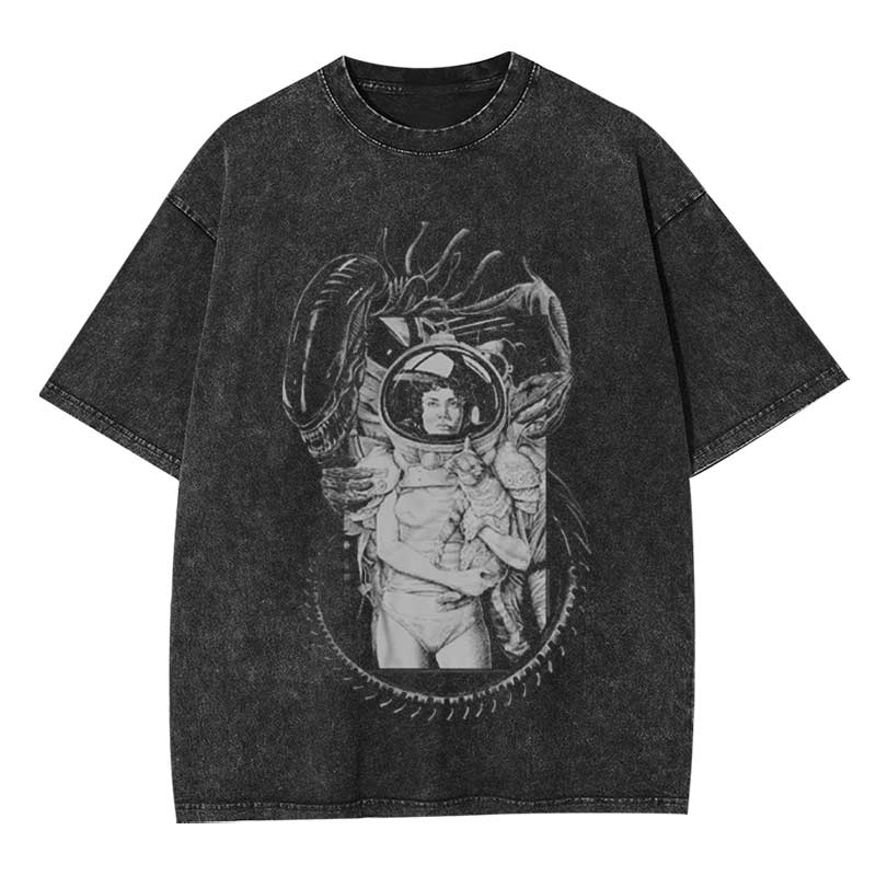 Alien Ripley Jonesy Sci-fi Horror Washed T-shirt
