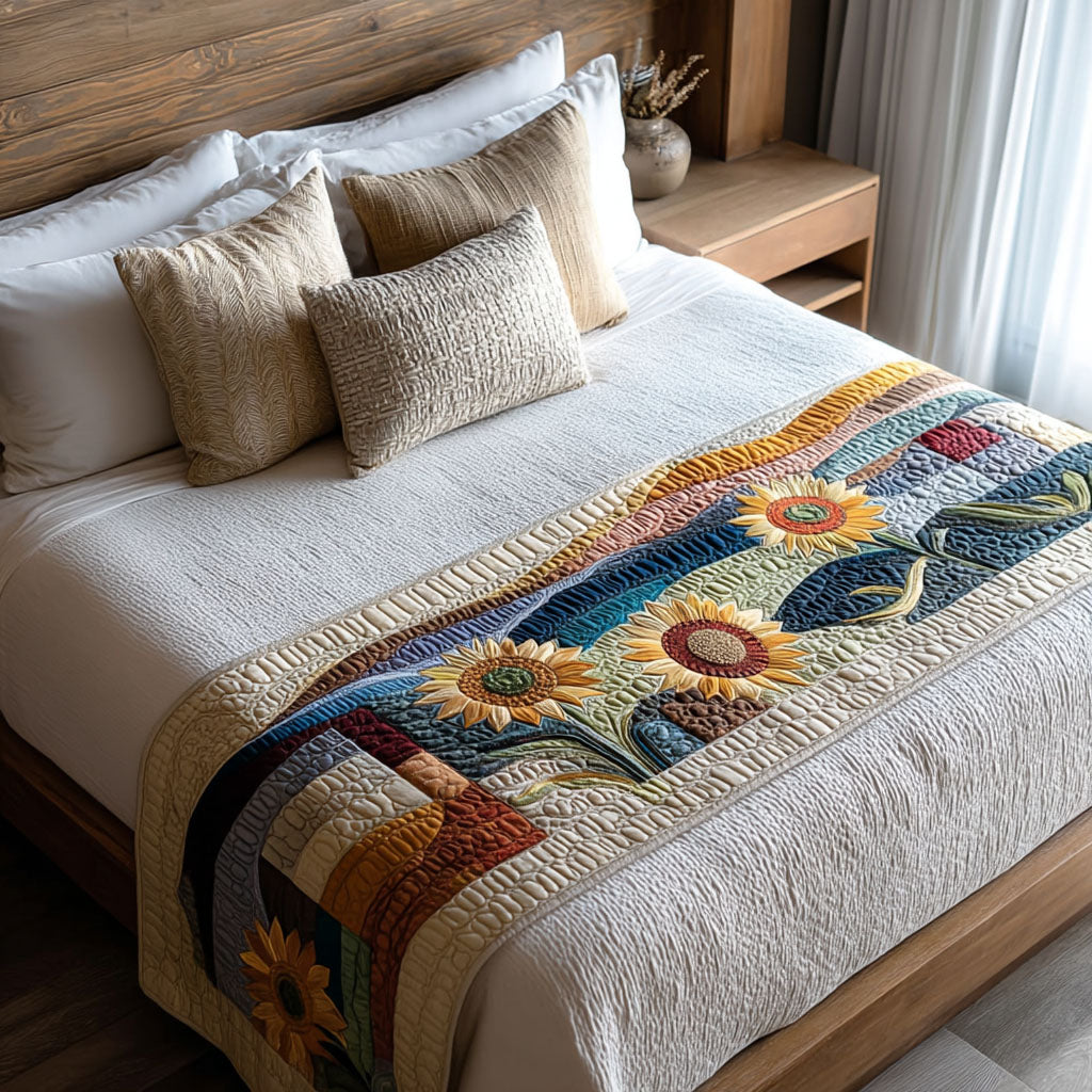 Sunny Fields of Gold Quilted Bed Runner NCU0PT8084