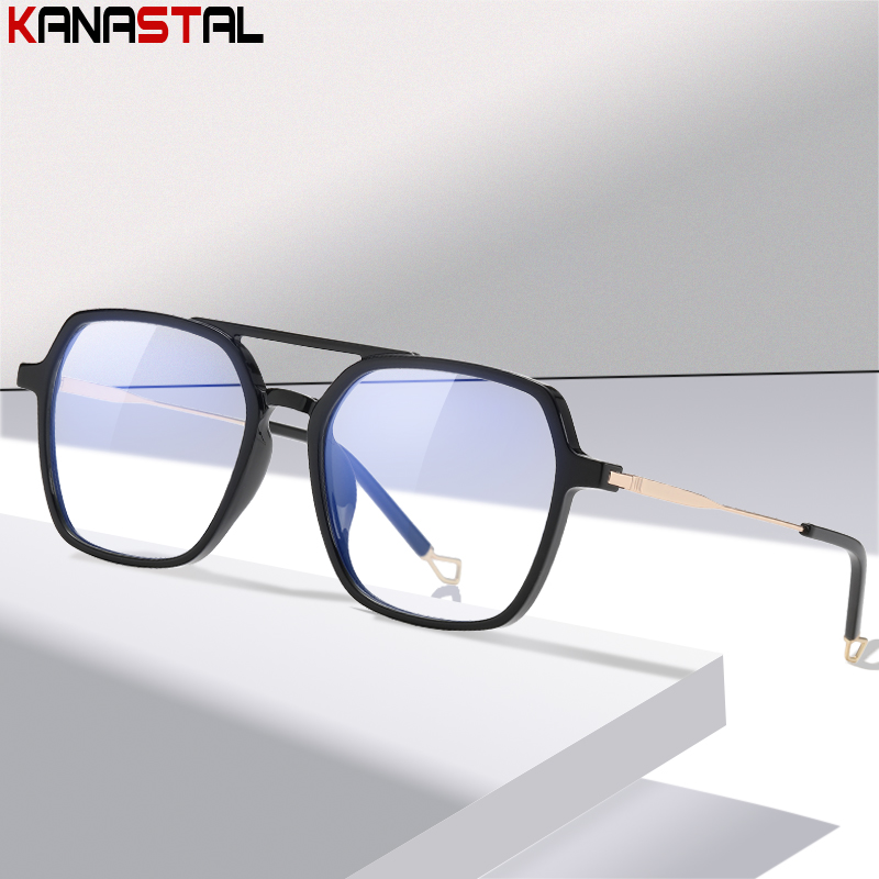 New Women Blue Light Bloacking Glasses Double Beam TR Metal Computer ...