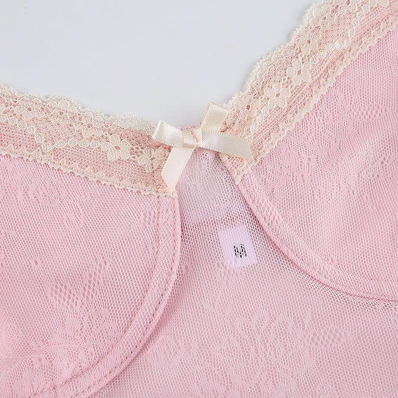 PINK MESH FRILL CAMISOLE