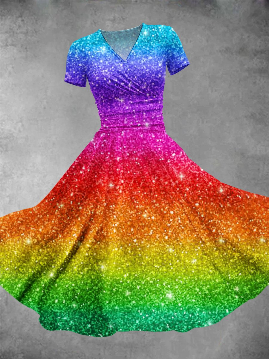 Women's Ggbt Rainbow Gradient Art Print Design Maxi Dress