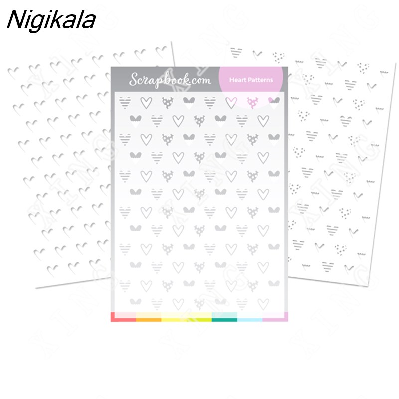 Nigikala New Heart Patterns 6x8 Layered Stencils Diy Embossing Paper ...