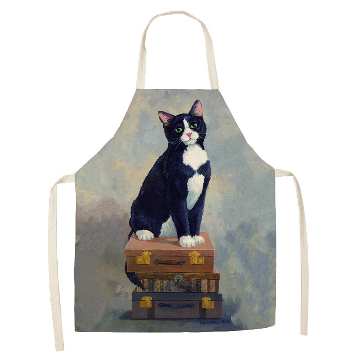 Linen Kitchen Apron - Cat