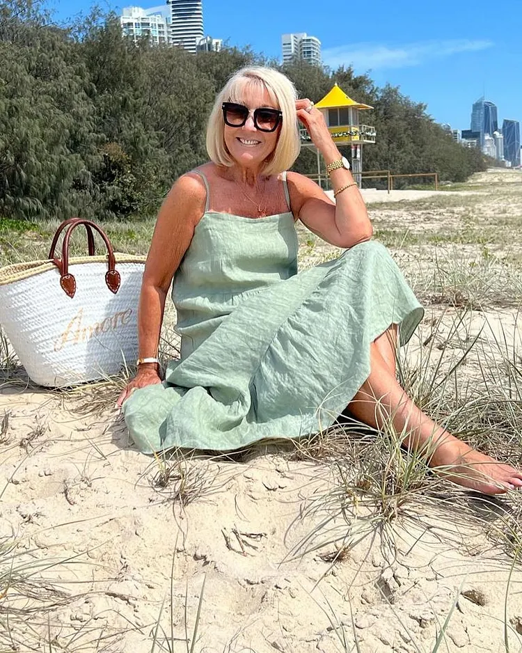 linen short sleeve dress For Senior Ladies & Elderly Women ...
