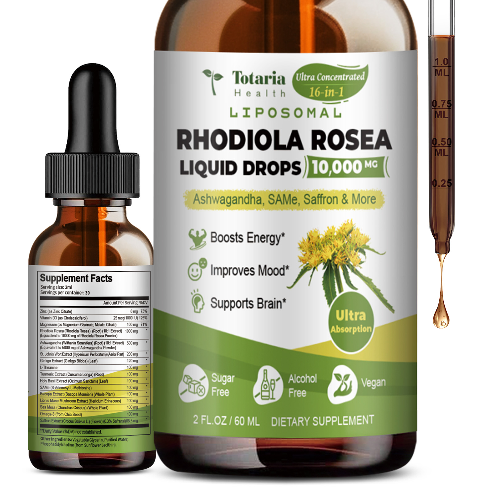 Liposomal Rhodiola Rosea Tincture, Ultra Strength Rhodiola Supplement ...