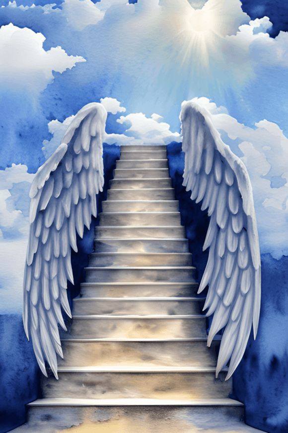 Ladder to Heaven Angel Wings Scenery (velvet cloth) AB drill full round ...