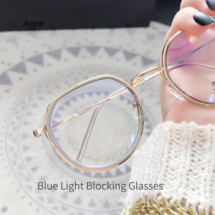Anti-Blue Light Vintage Glasses Frame 2024 Hexagon Metal Frame ...