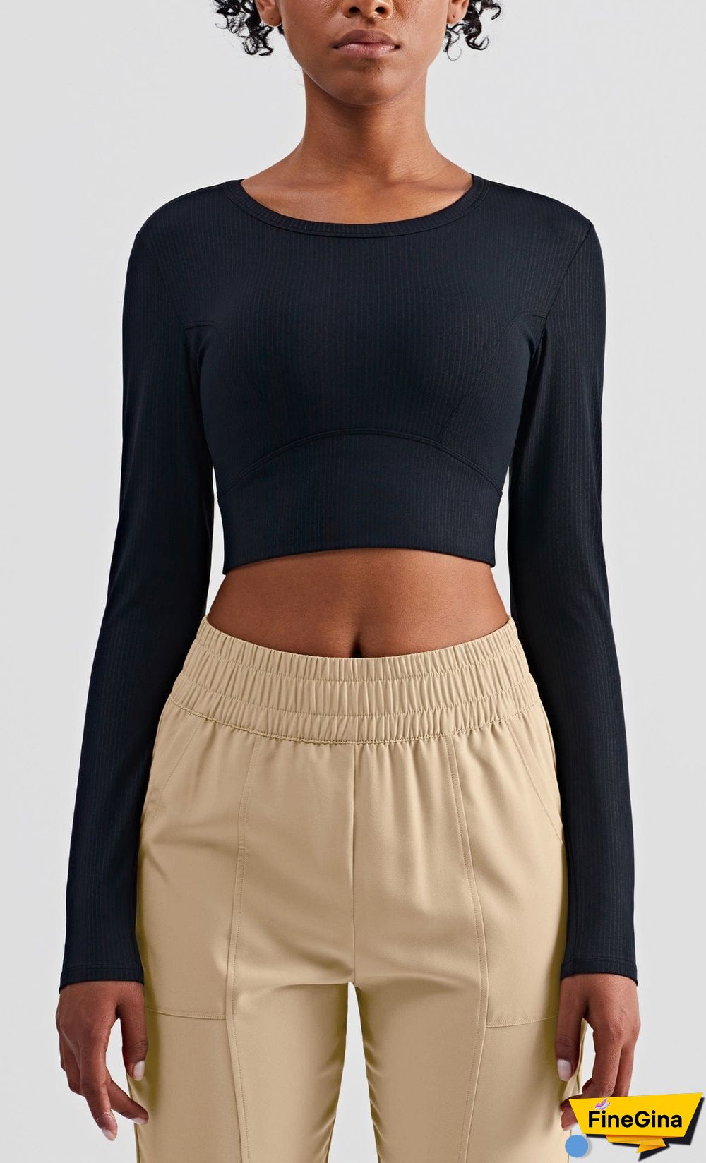 FineGina Cropped Contouring Long Sleeve Top