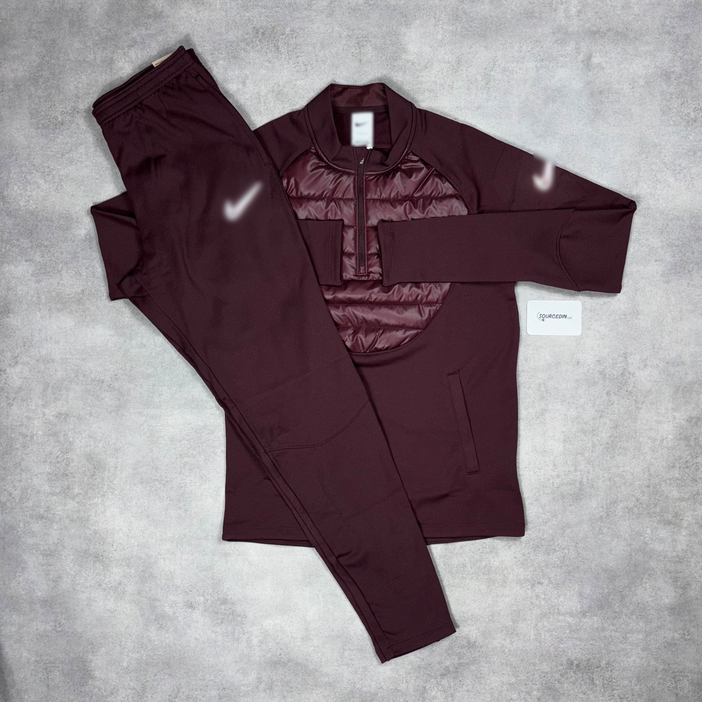 Nike Dri Fit Tracksuit Set Maroon