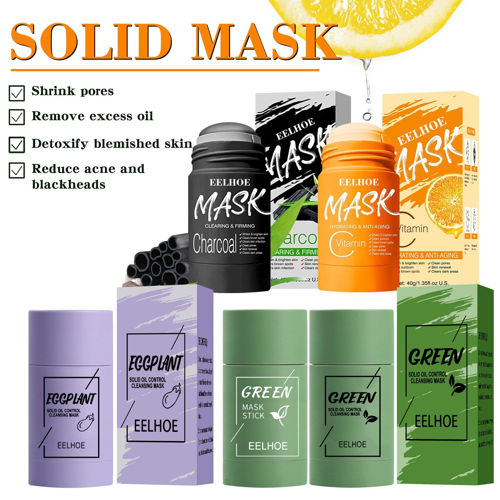 Green Tea Mask Clay Stick Face Mask Skin Care Poreless Deep