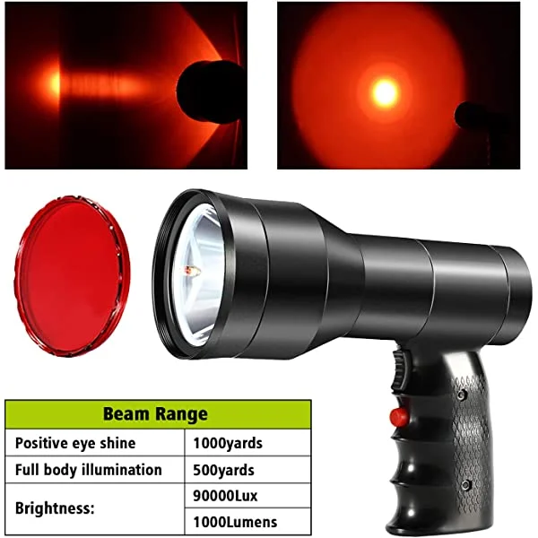 GearOZ Hunting Spotlight Flashlight, Rechargeable Handheld Hunting Scan ...