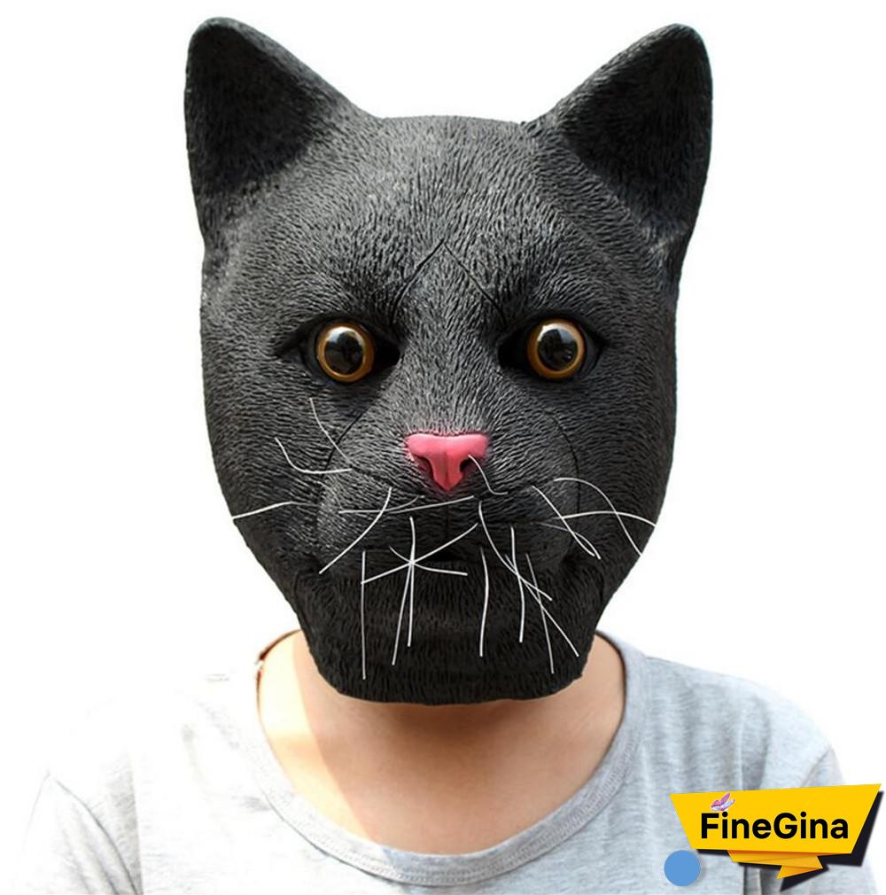 FineGina Halloween Black Cat Mask Halloween Animal Full Head Mask