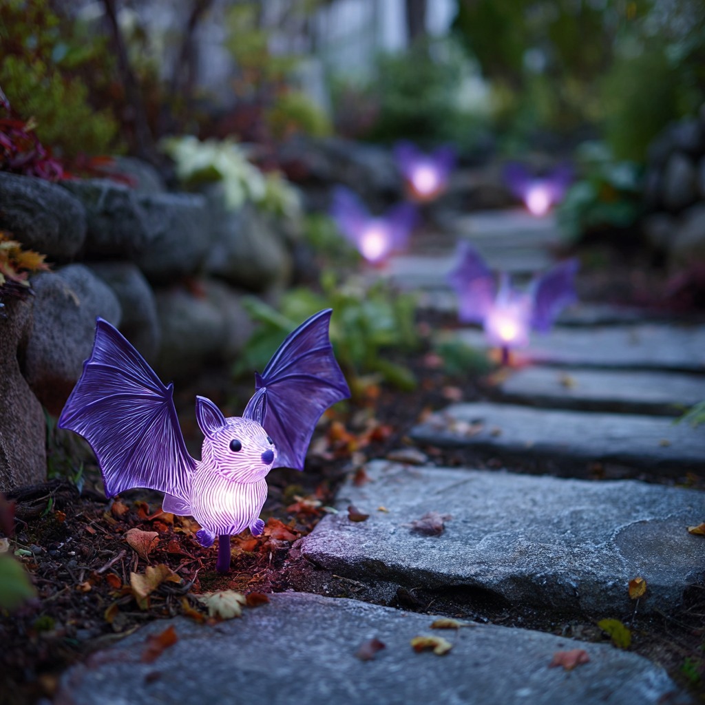 Solar Powered Purple Bat Pathway Lights