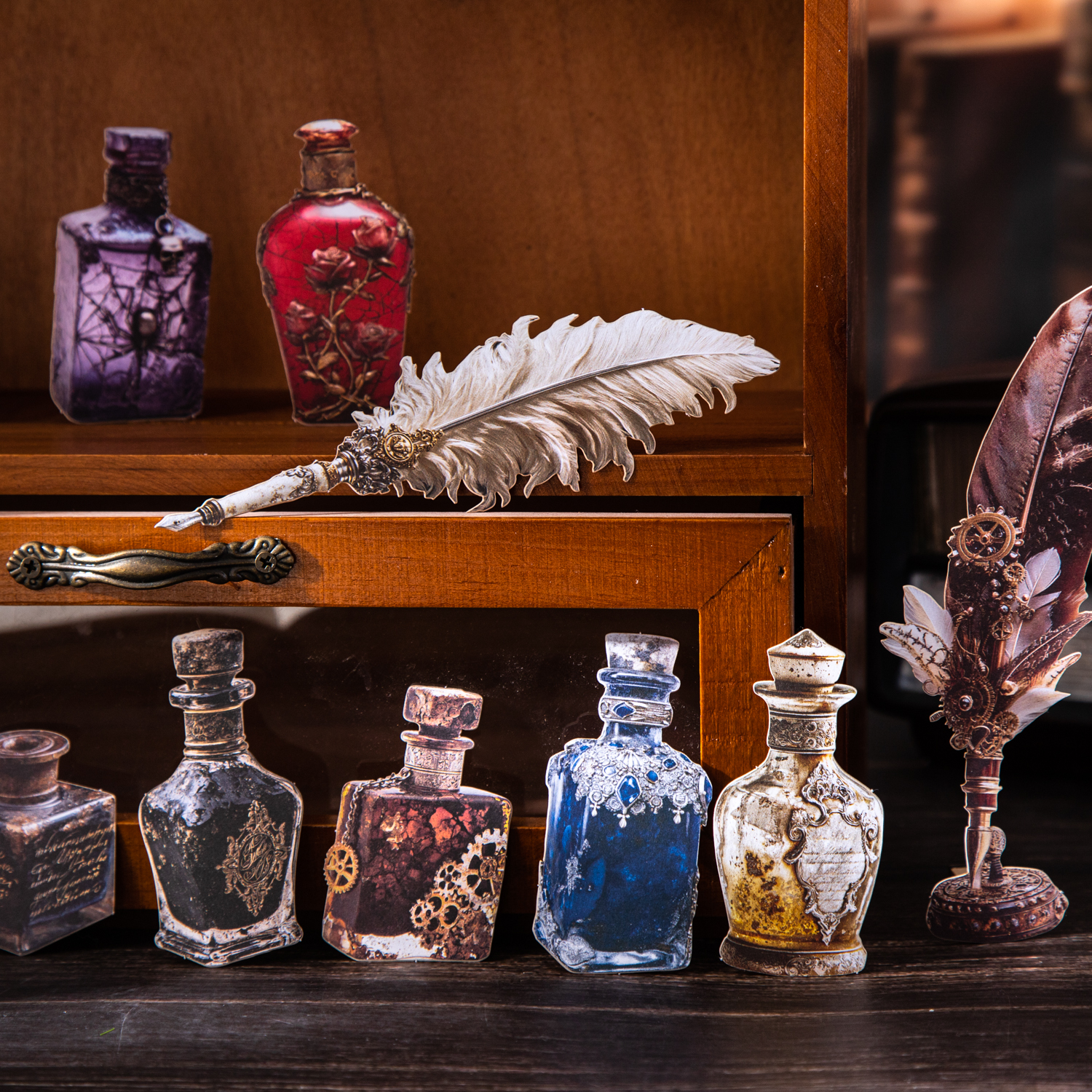 Autocollant - Collection Stylo et Encre Stylo à Plume Vintage