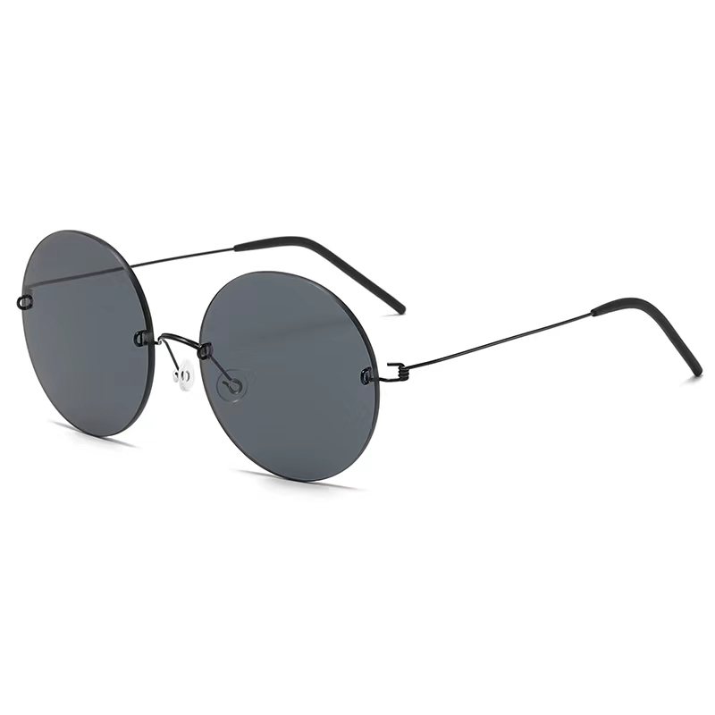 Big Round Rimless Sunglasses Women Screwless Ultralight Sun Glasses UV ...