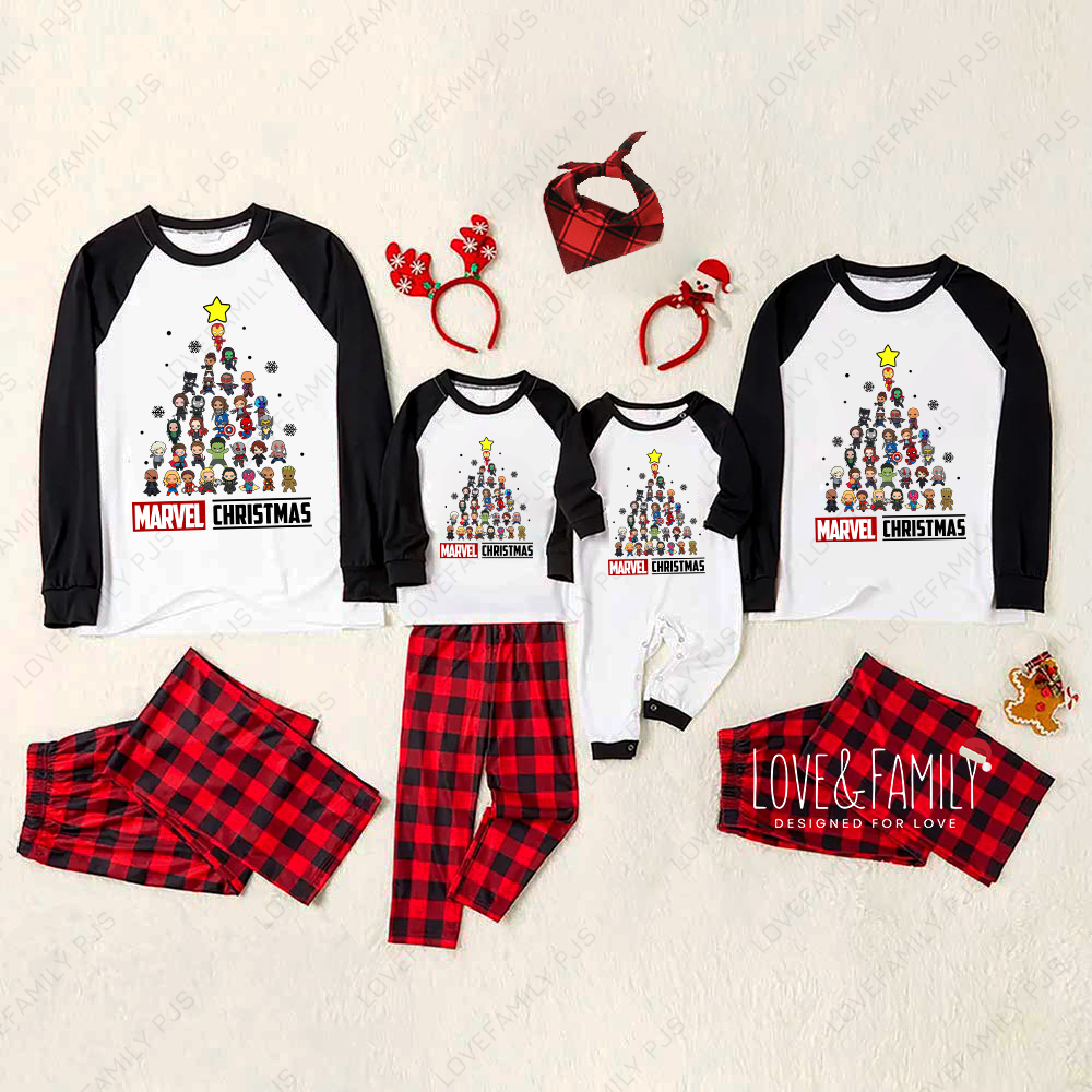 Marvel Christmas Buffalo Plaid Holiday Family Pajamas