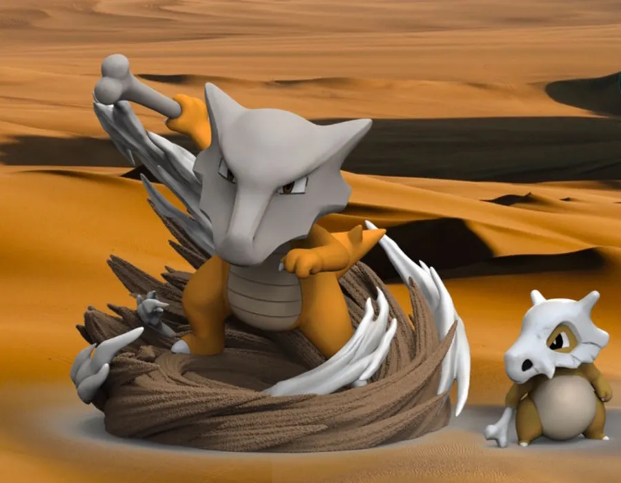 1/20 Scale World Zukan Evolution of Marowak Set & Alola Marowak ...