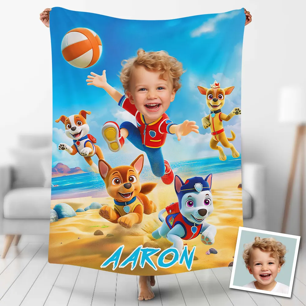 Custom Blankets Personalized Mighty Patrol Pups Chase Blanket