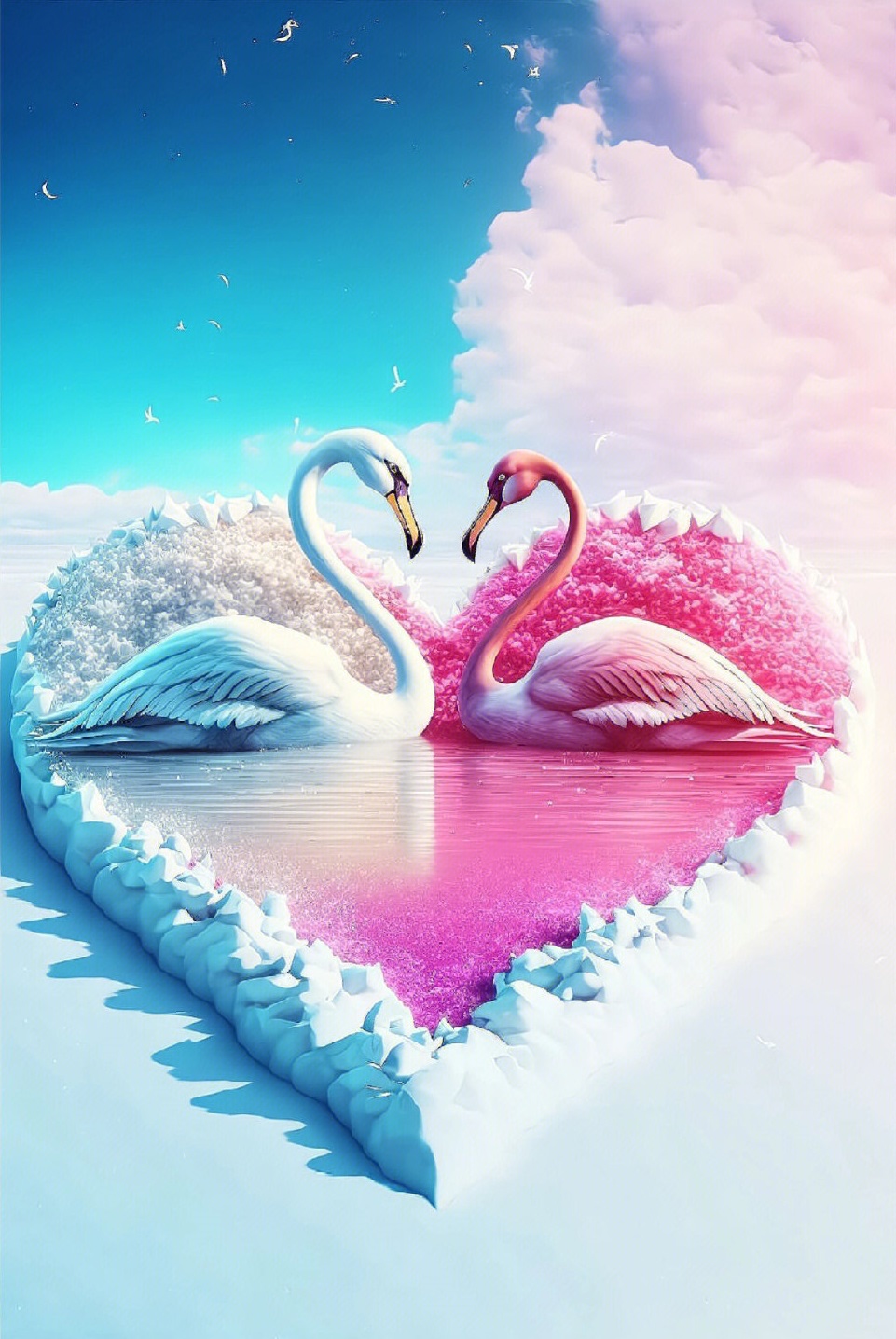 DIY Painting By Numbers | Heart Shaped Swan- 40*60cm