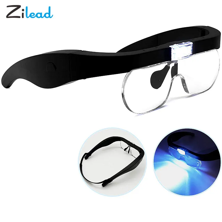 LED Head-Mounted Illuminating Eyeglasses Headband Magnifying Reading ...