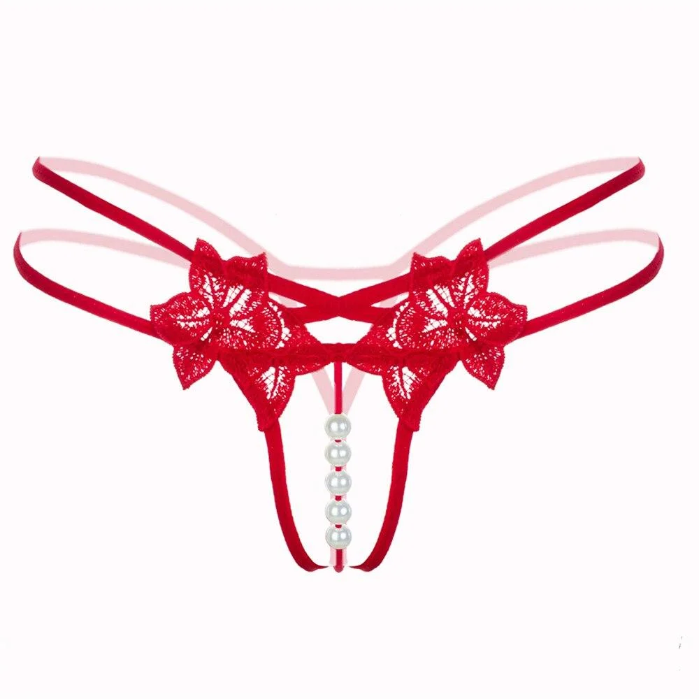 Sexy Lady Pearl Panties Low Waist Womens Underwear Crotchless Erotic Sexy Lingerie Sex