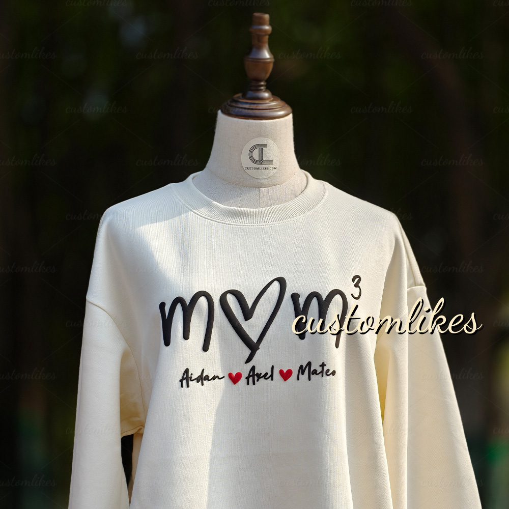 Custom Puff Mom Sweatshirt With Names