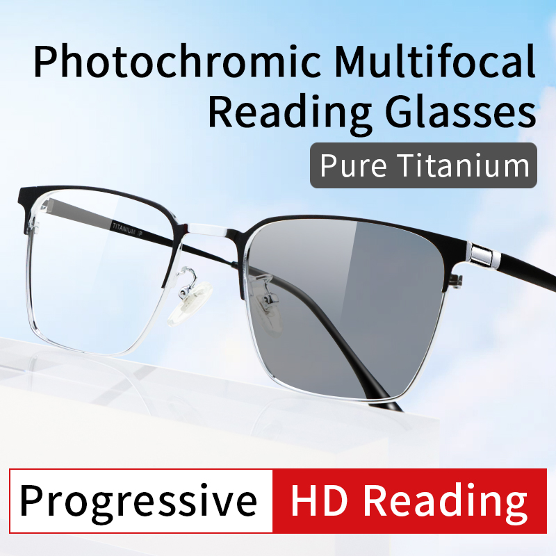 Photochromic Progressive Multifocal Reading Glasses,Rectangular Frame ...