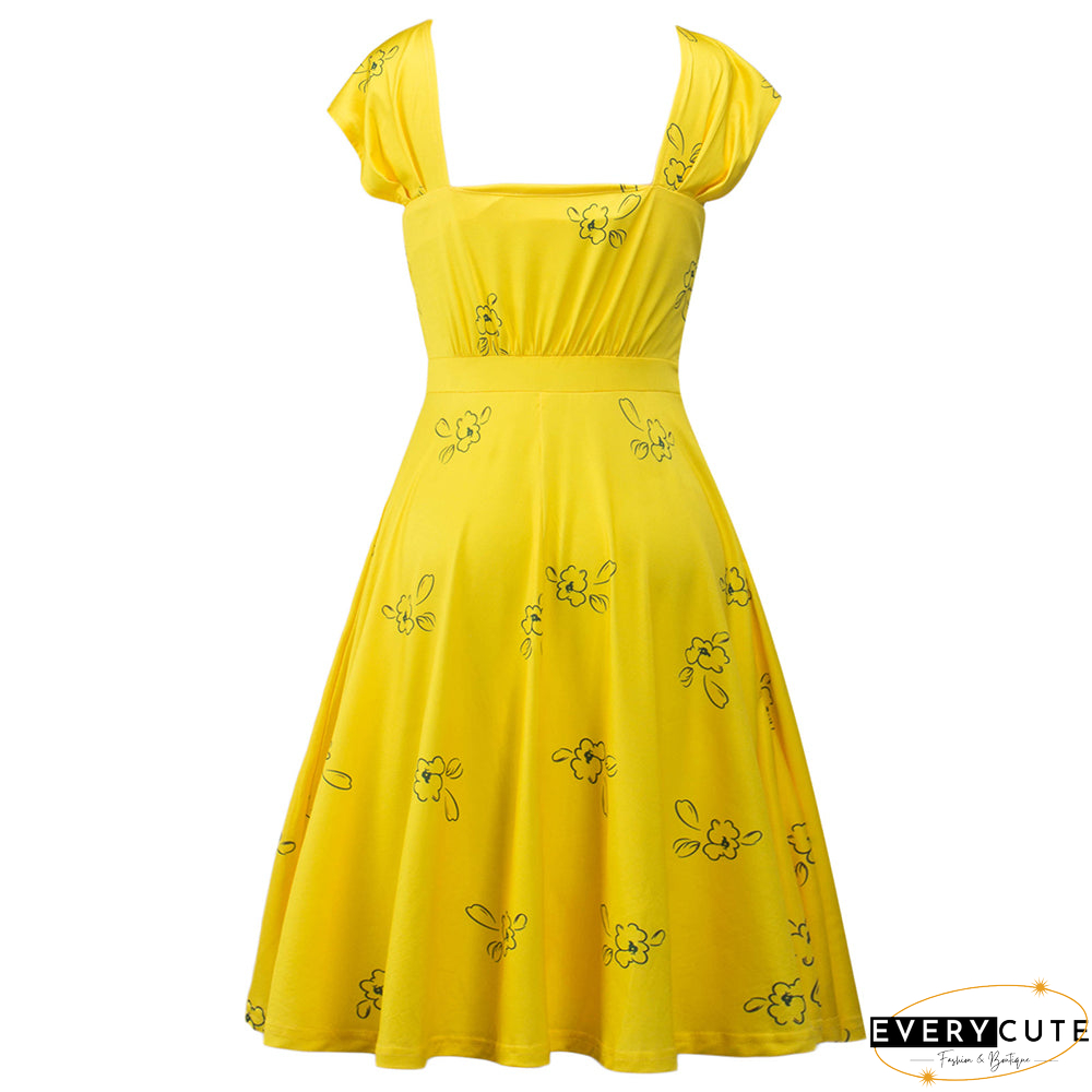 Zomer Bloemenprint Vrouwen Retro Jurken Vintage Party Lady Jurk Jurken