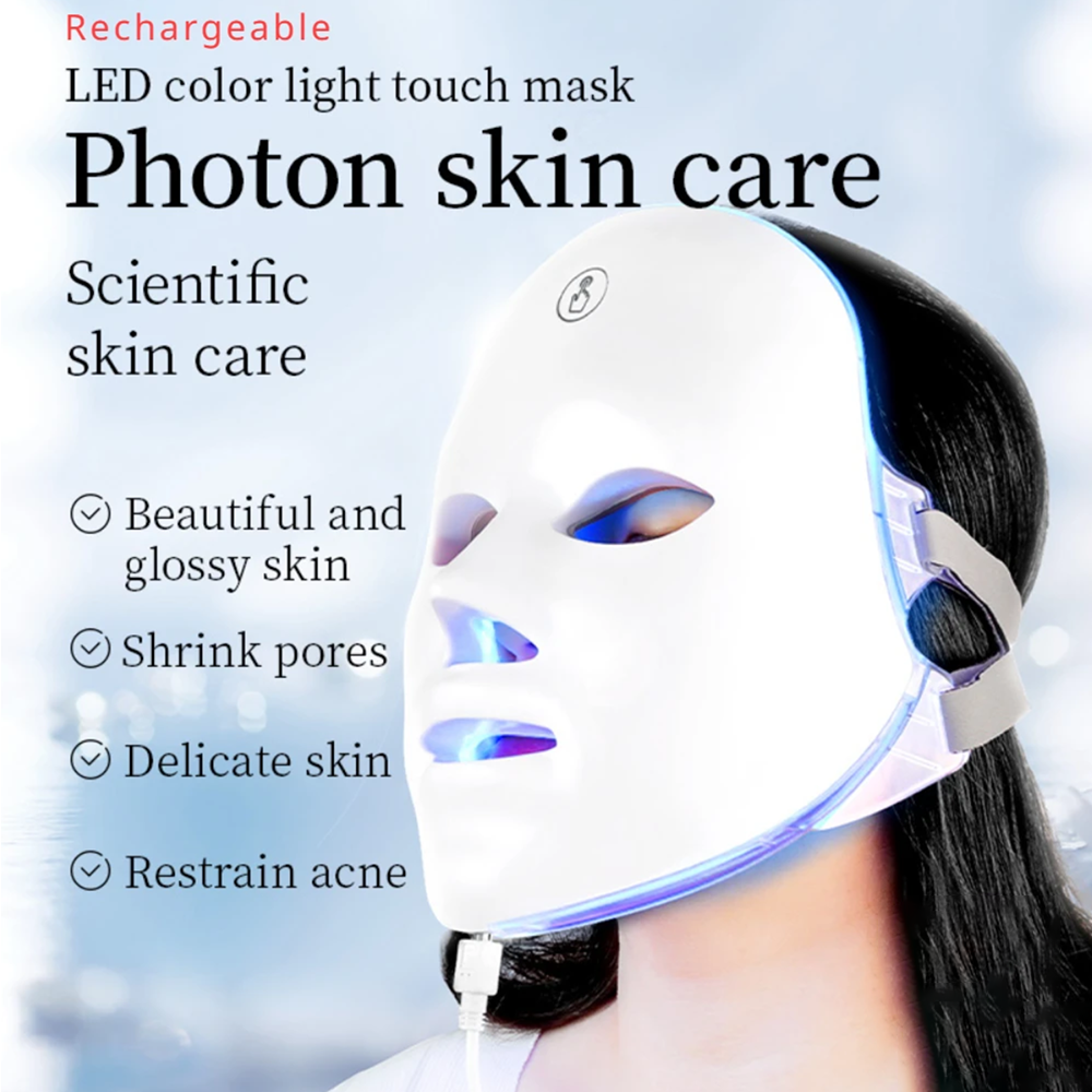 7 Colors Rechargeable LED Mask Skin Care Home Use Red Light Therapy ...