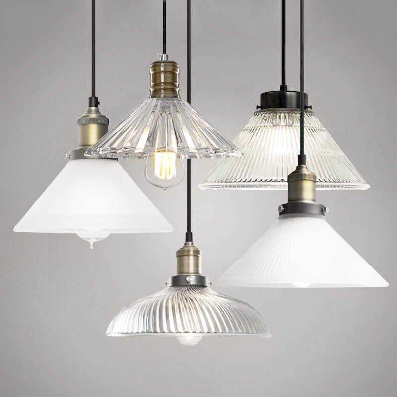 Fluted Glass Shade Brass Fitting Industrial Pendant Light - Add Charm ...