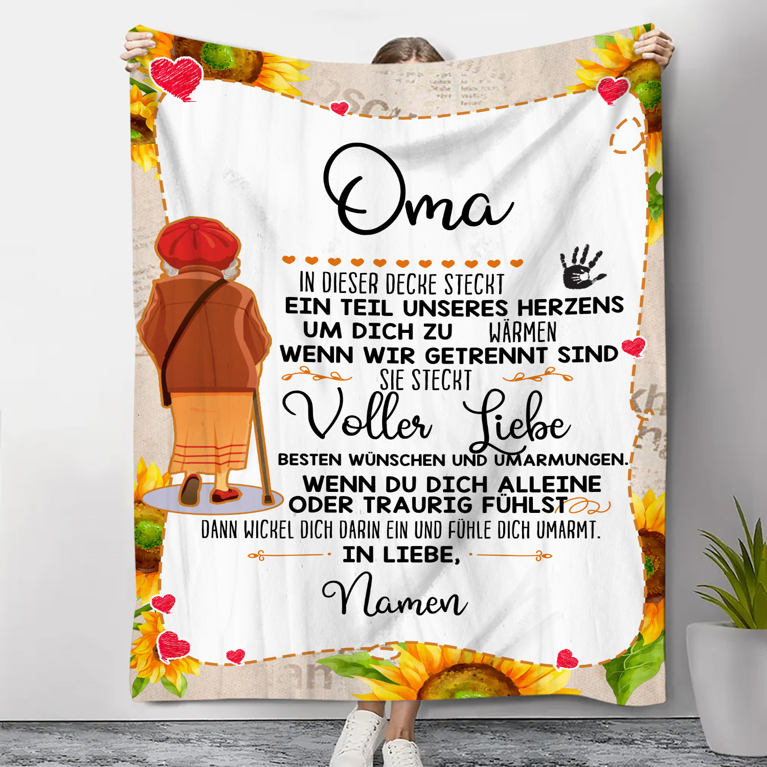 Kettenmachen Personalisierter Name & Text-Oma In dieser Decke steckt ...