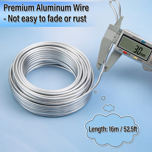3mm Craft Wire for Sculpting, 32 Ft Aluminum Wire Bendable Thick Metal Wire for Bonsai Trees ...