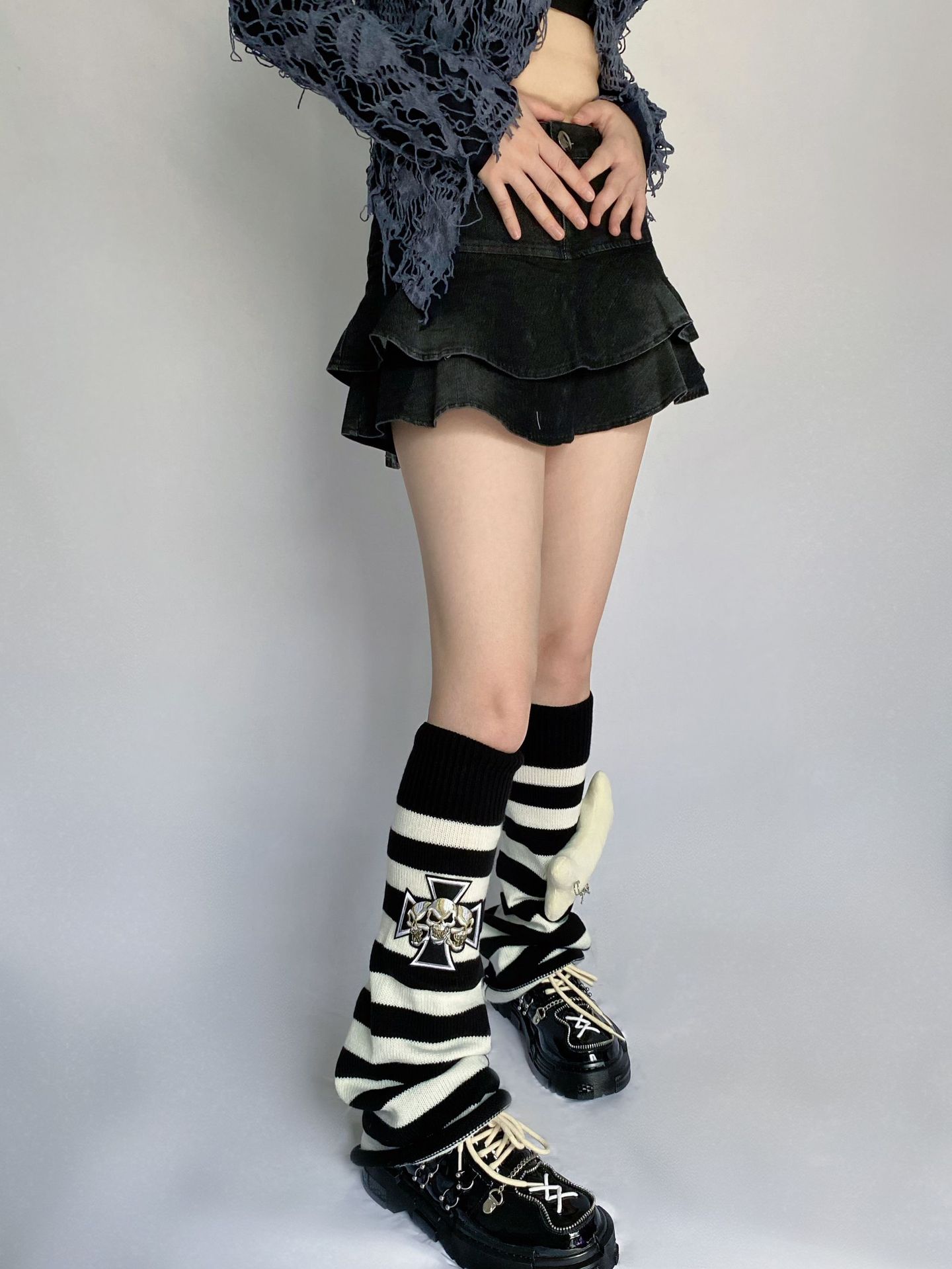 Y2K PLUSH DOG BONE KNIT LEG WARMERS