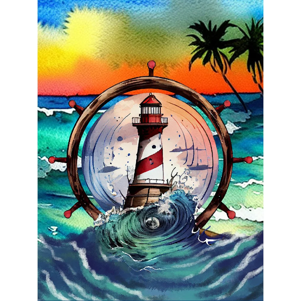 Wheel Lighthouse (canvas) full round or square drill diamond painting