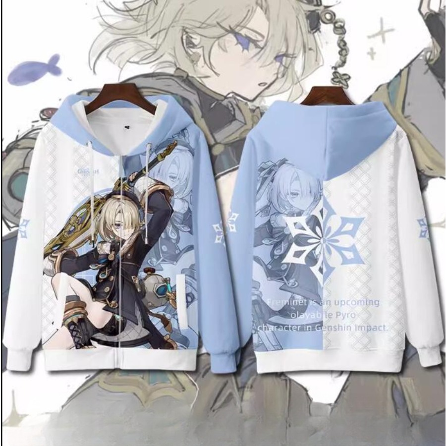 Genshin Impact Freminet 3D Print Zip Up Hoodie