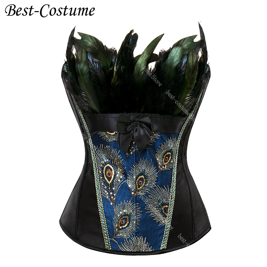 Uaang Costume Women Corset Sexy Top Blue Black Sequined Embroidery ...