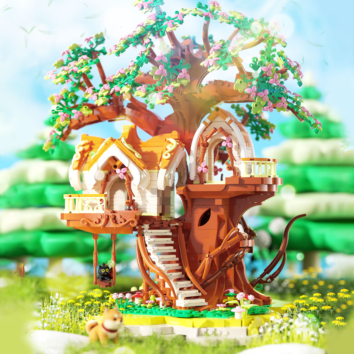 2506PCS Green Forest Tree House Building Block Toy, Feel the Nature ...