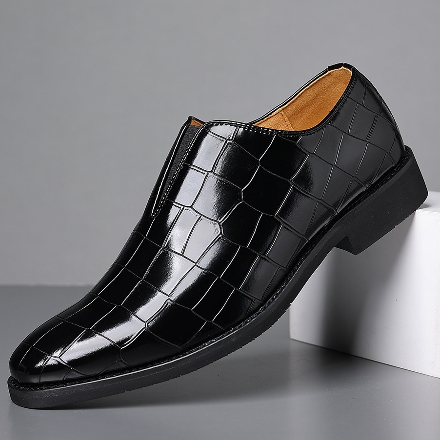 Arkget Shoes | Men's Polished Leather Penny Loafers Crocodile Pattern ...