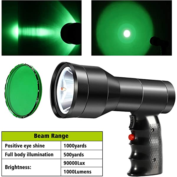 GearOZ Hunting Spotlight Flashlight, Rechargeable Handheld Hunting Scan ...