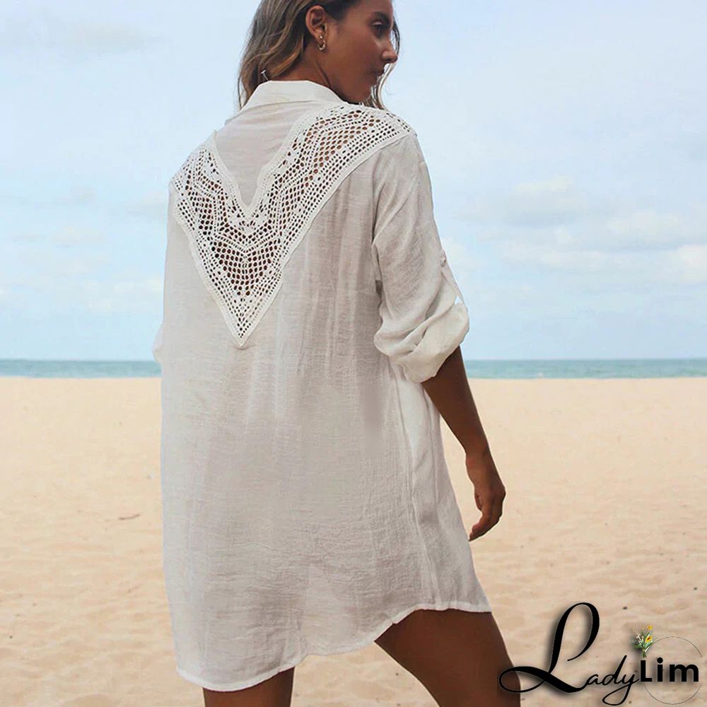 Lace White Beach Cover Up - Ladylim