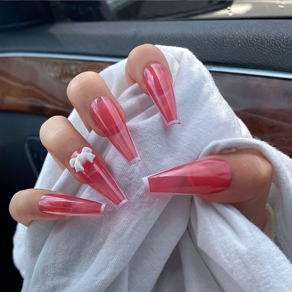 24pcs fake nail with design Biscuit pattern nail art Detachable Coffin ...