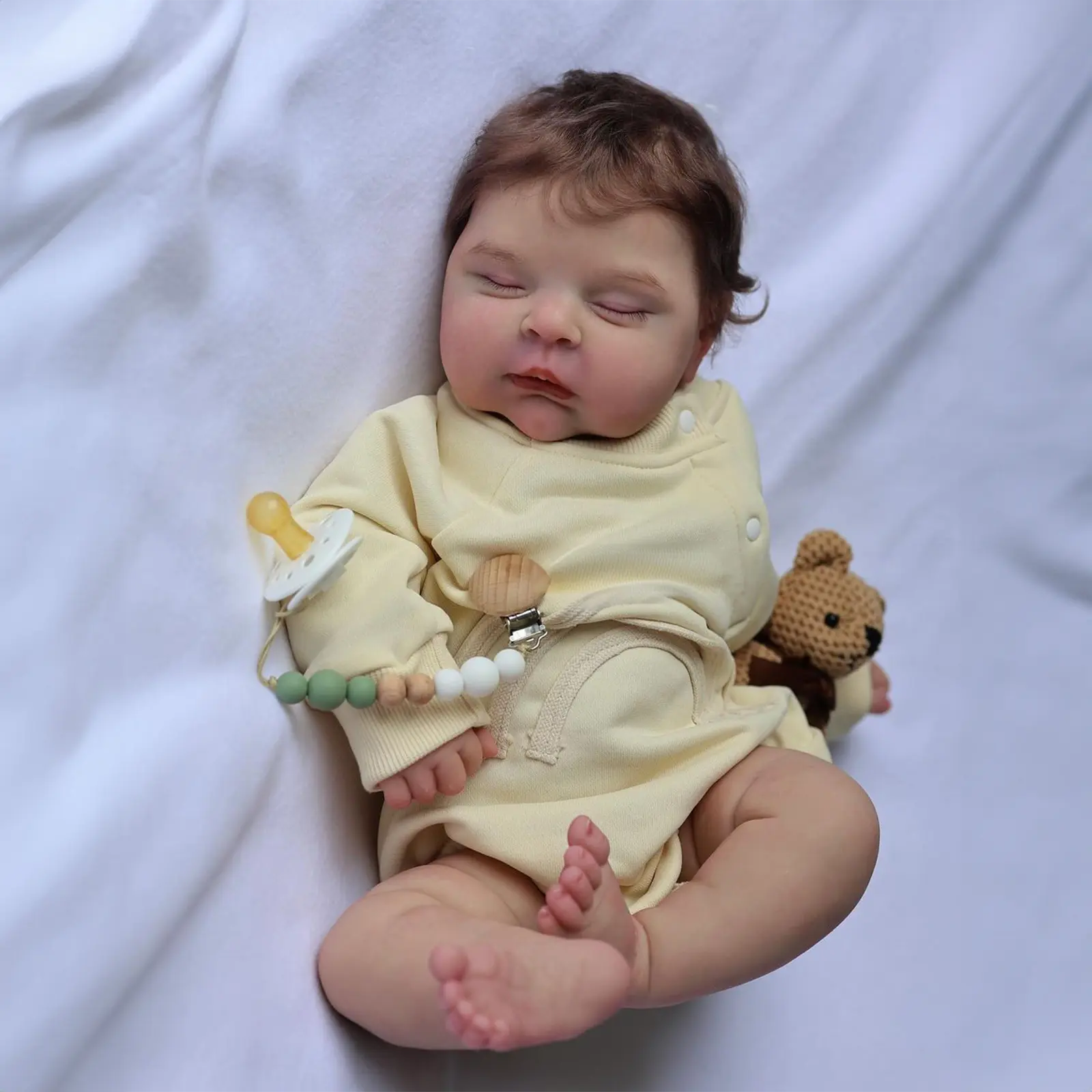 [New] 20" Handmade Lifelike Reborn Hand-Painted Hair Baby Sleeping Girl ...