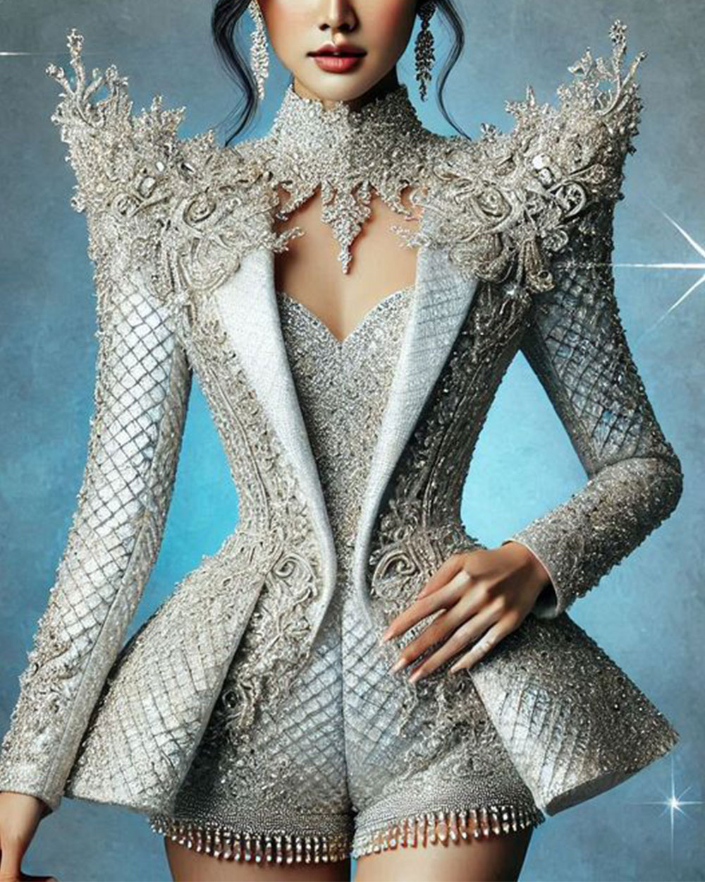 Luxe Crystal Rhinestone Sequin Embellished Jumpsuit