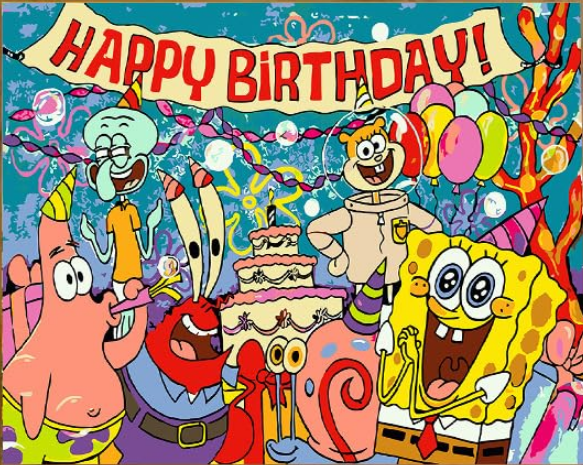 Happy Birthday Spongebob (velvet cloth) AB drill full round/square ...