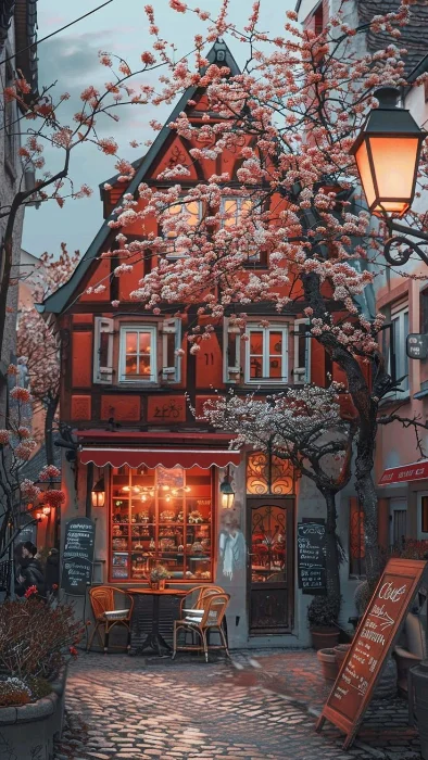 Alleyway Cafe (velvet cloth) AB drill full round/square diamond painting