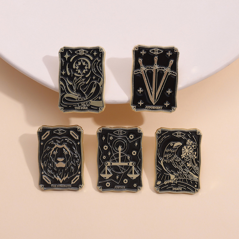 Tarot Cards Enamel Pin Punk Brooch Bow and Arrow Hanged Man Black ...