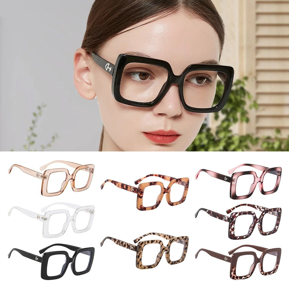 Plastic Oversized Retro Glasses Large Frame Square Eyeglasses Portable ...