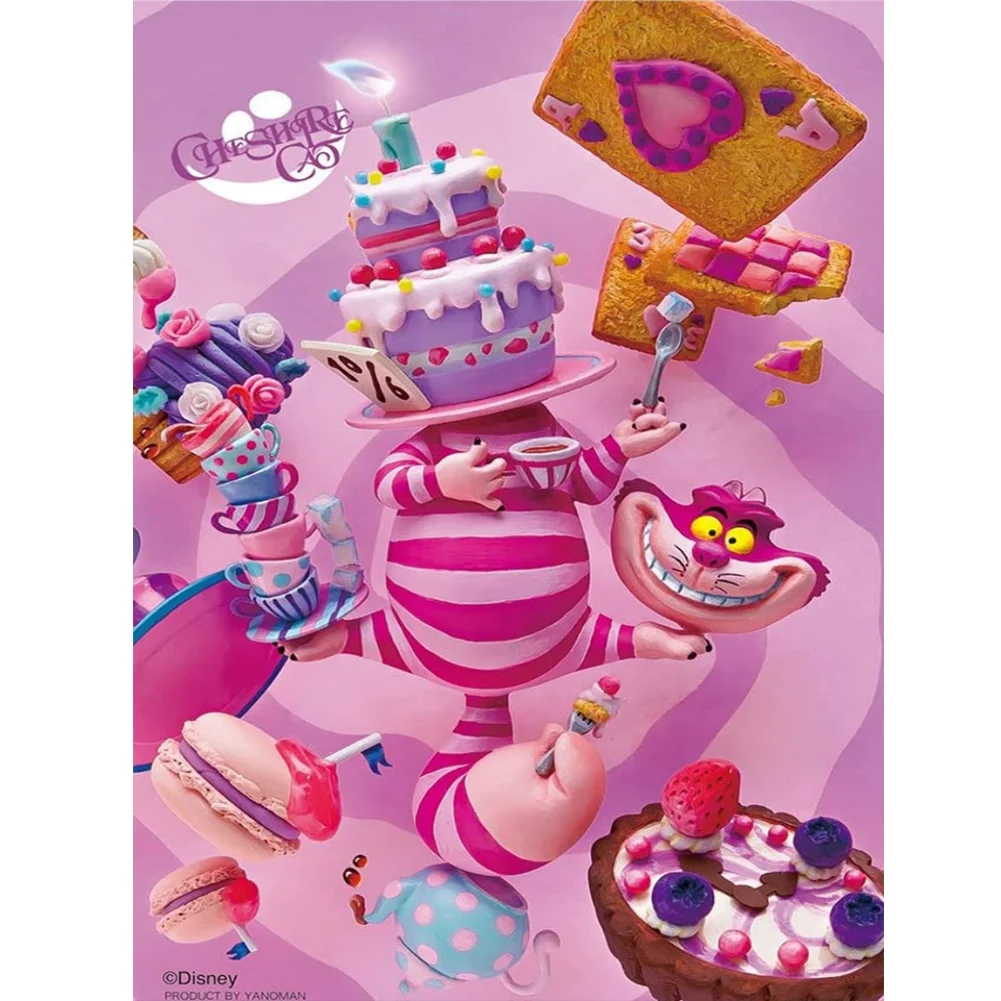 Alice's Cat (velvet cloth) AB drill full round/square diamond painting